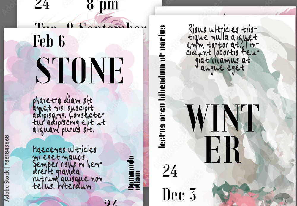 A4 Flyer With Transparent Overlapping Shapes Creating Vector Watercolor ...