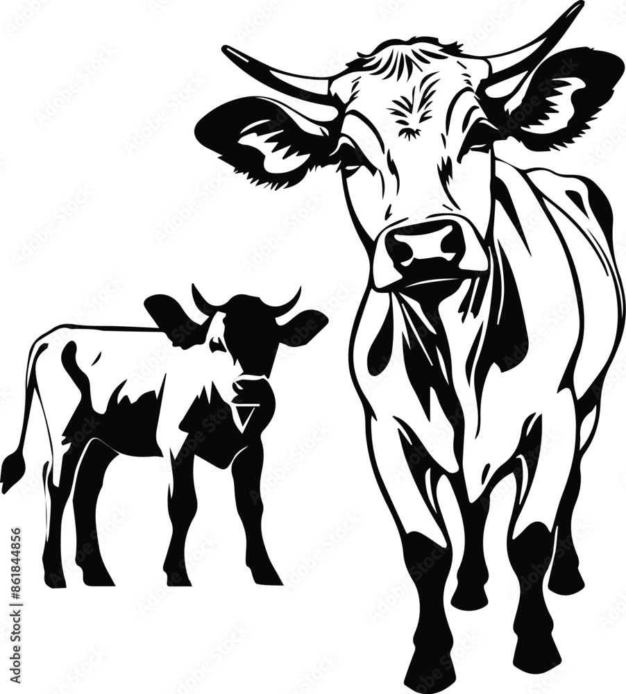 Cow and calf svg – Cow svg – Scene clipart – Farm scene svg – Cows svg ...