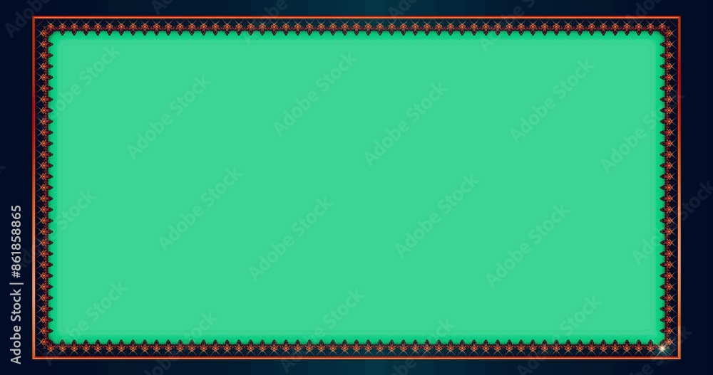 Ornate vintage gold frame with green screen on transparent background ...