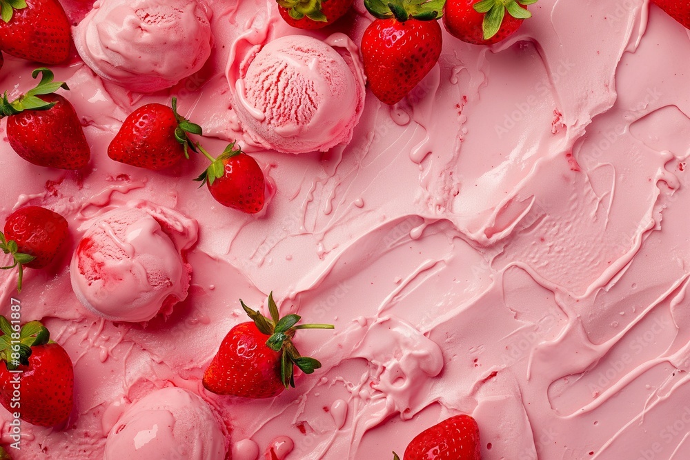 National Strawberry Ice Cream Day background, Celebrate National ...