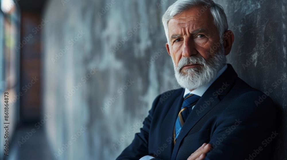 Confident mature older rich successful gray-haired business man leader ...