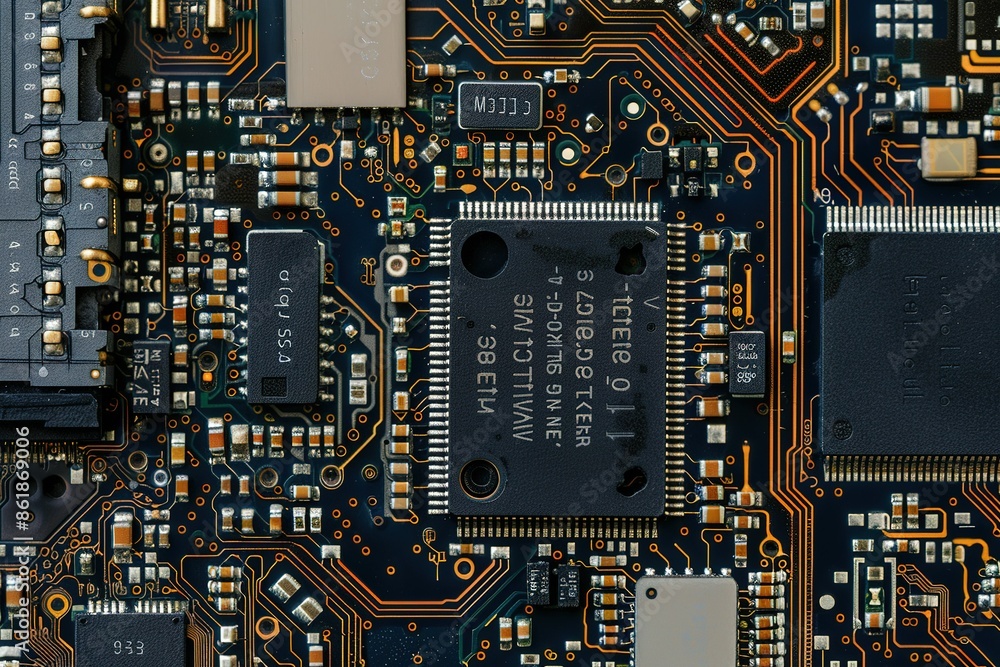 The inside micro chip of a cellphone with the micro boards and circuits ...