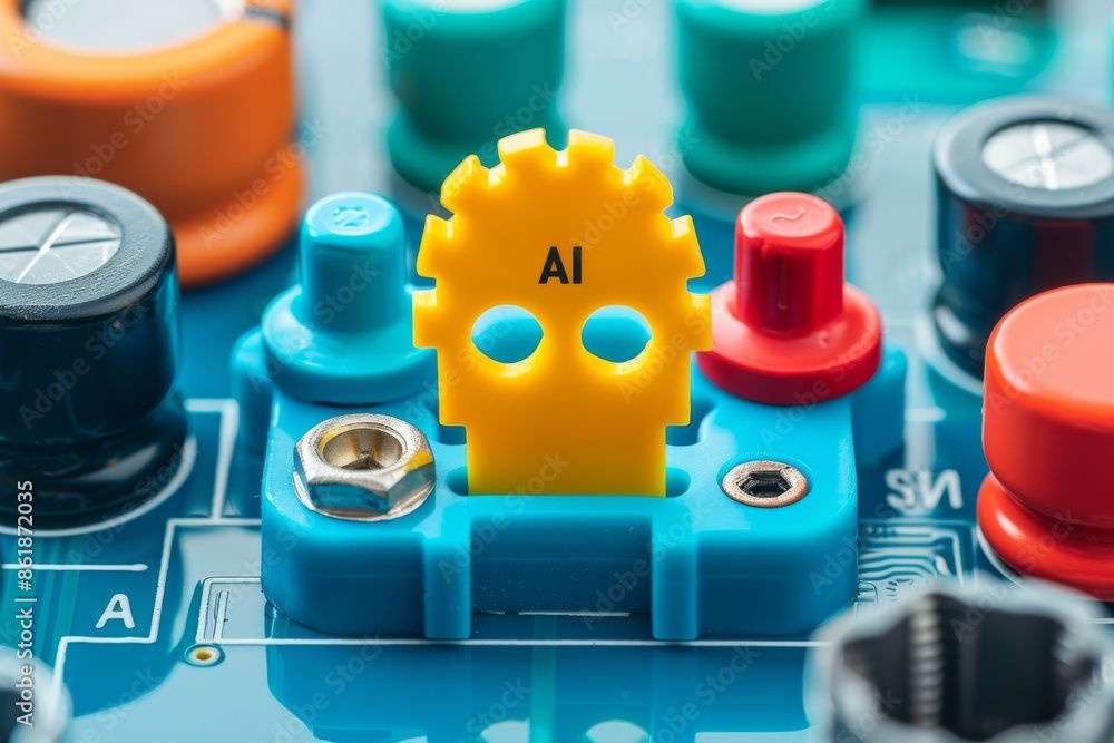 AI driven mechanical assembly, artificial intelligence, futuristic ...