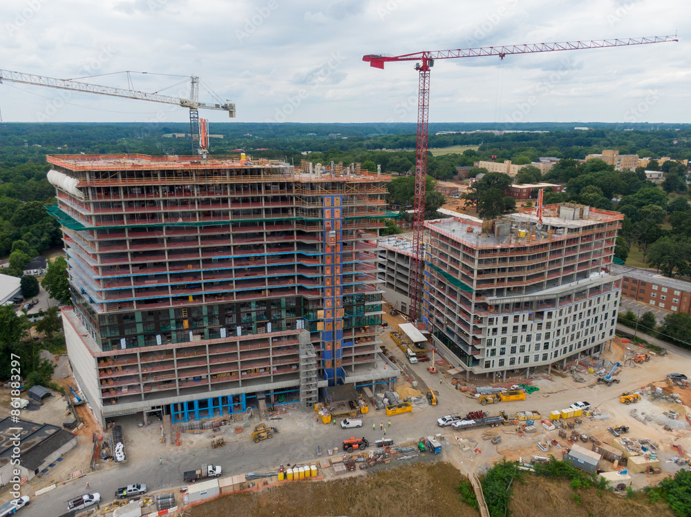 Daytime Drone Images of Highrise Construction and the Skyline in ...