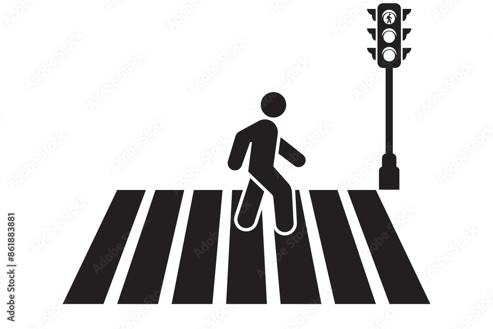 Zebra crossing icon, Street crossing vector sign. Crosswalk icon symbol ...