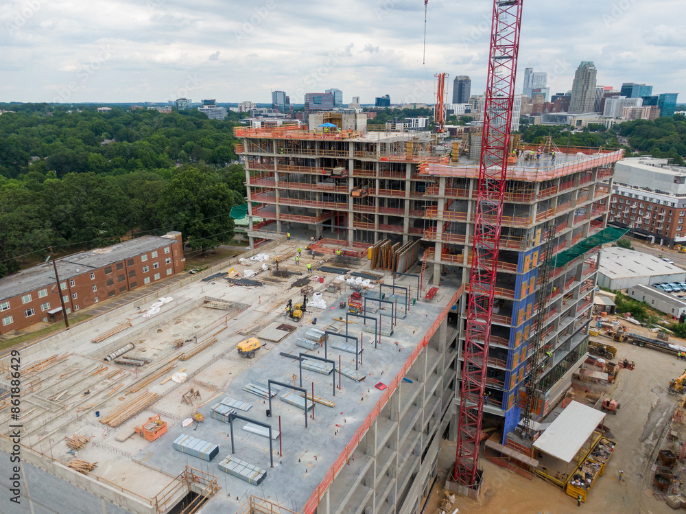 Daytime Drone Images of Highrise Construction and the Skyline in ...
