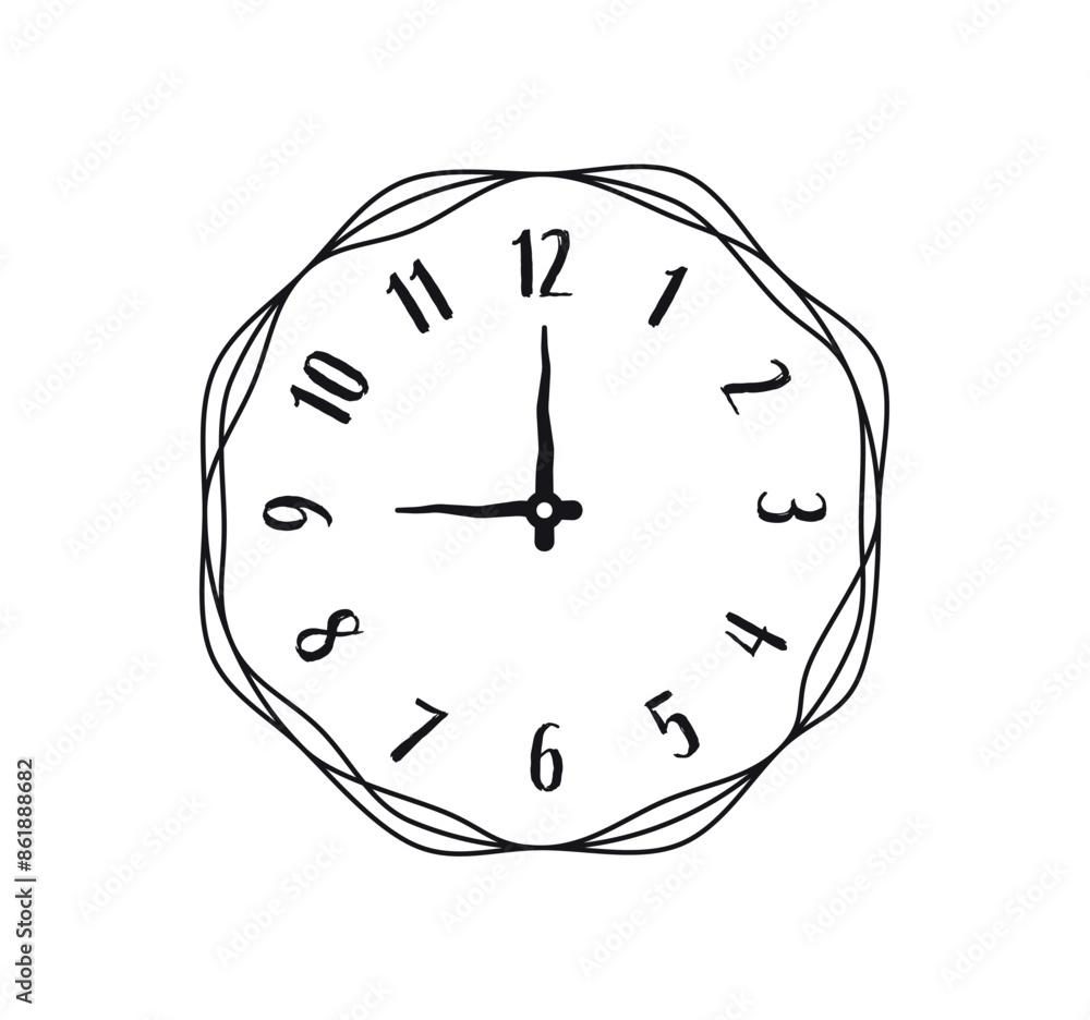 Clock interface with trapezoidal lines. Clock concept from free lines ...