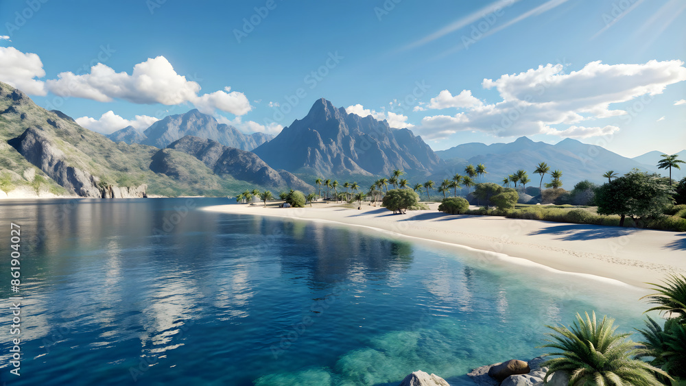 Ultra realistic 8k hdr paradise beach on a island, traver vacation ...