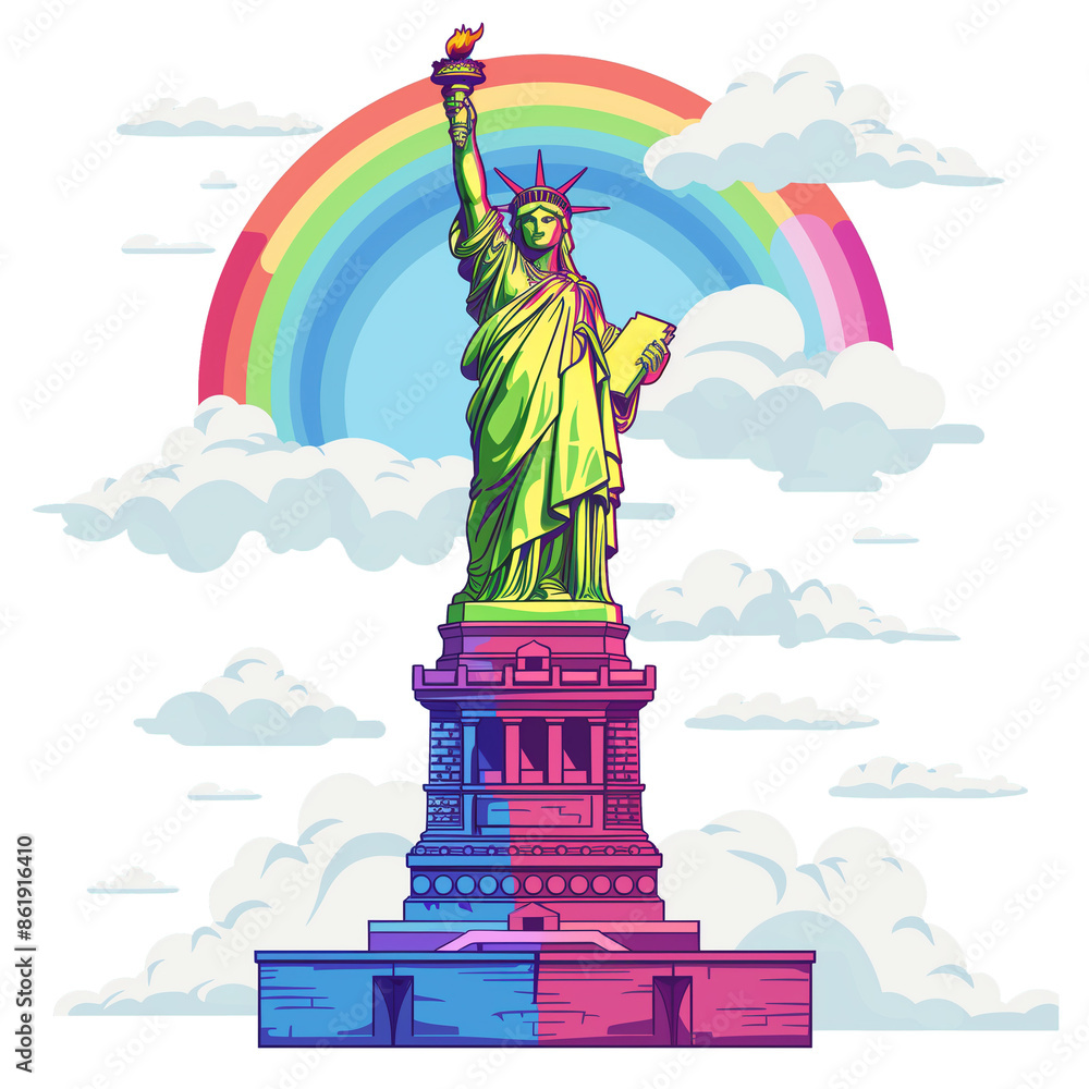 rainbow LGBTQ Statue of liberty clip art with USA flag, independence ...