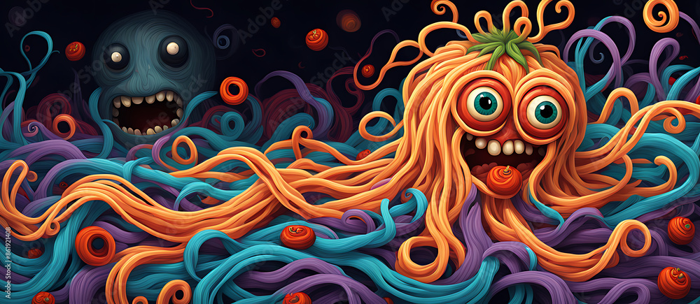 Spaghetti monster pasta flying halloween funny food pastafarian sauce ...