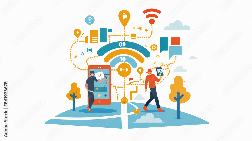 Technicians use a speedy internet tool to check signal strength and ...