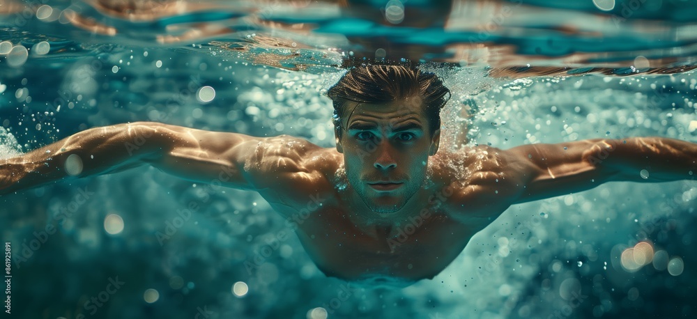 Foto de Photography of a muscular male swimmer performing a freestyle ...