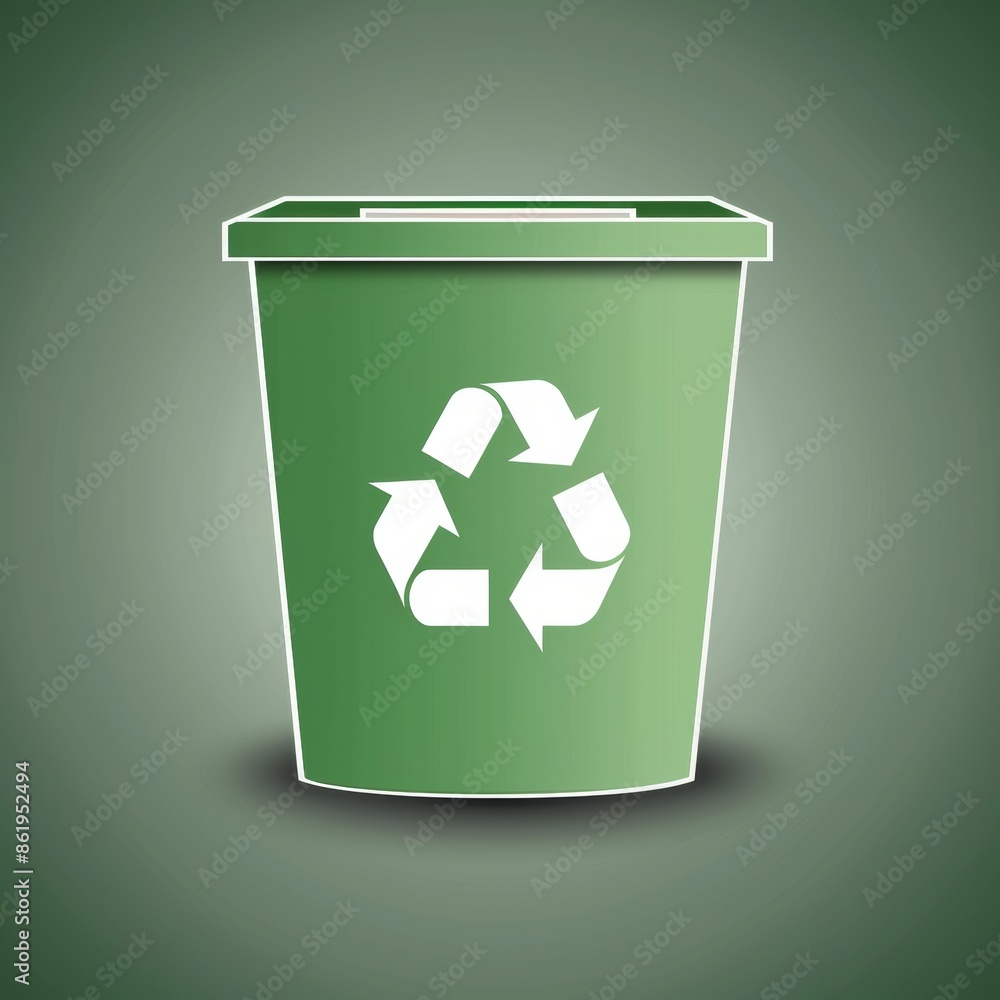 Green recycle bin icon featuring three white arrows in a circular ...