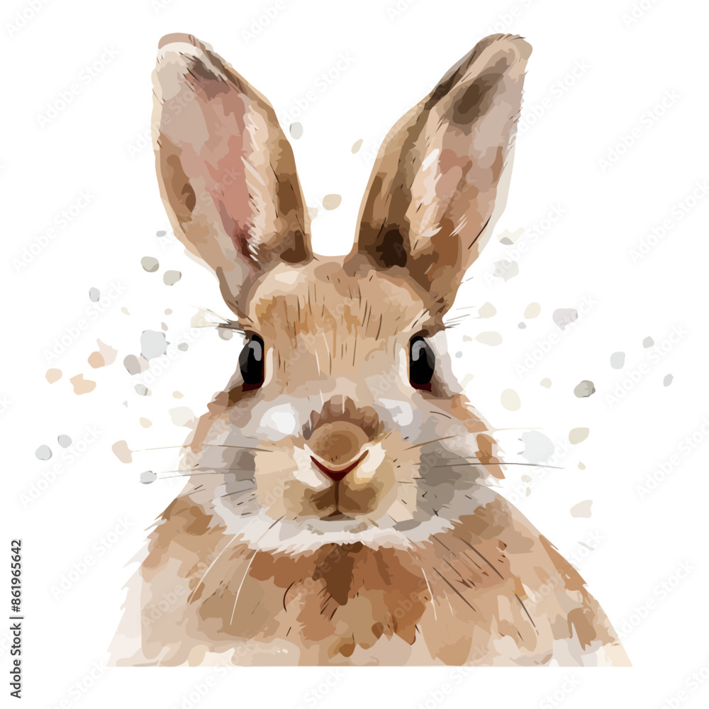Watercolor painting of a rabbit, isolated on a white background, rabbit ...