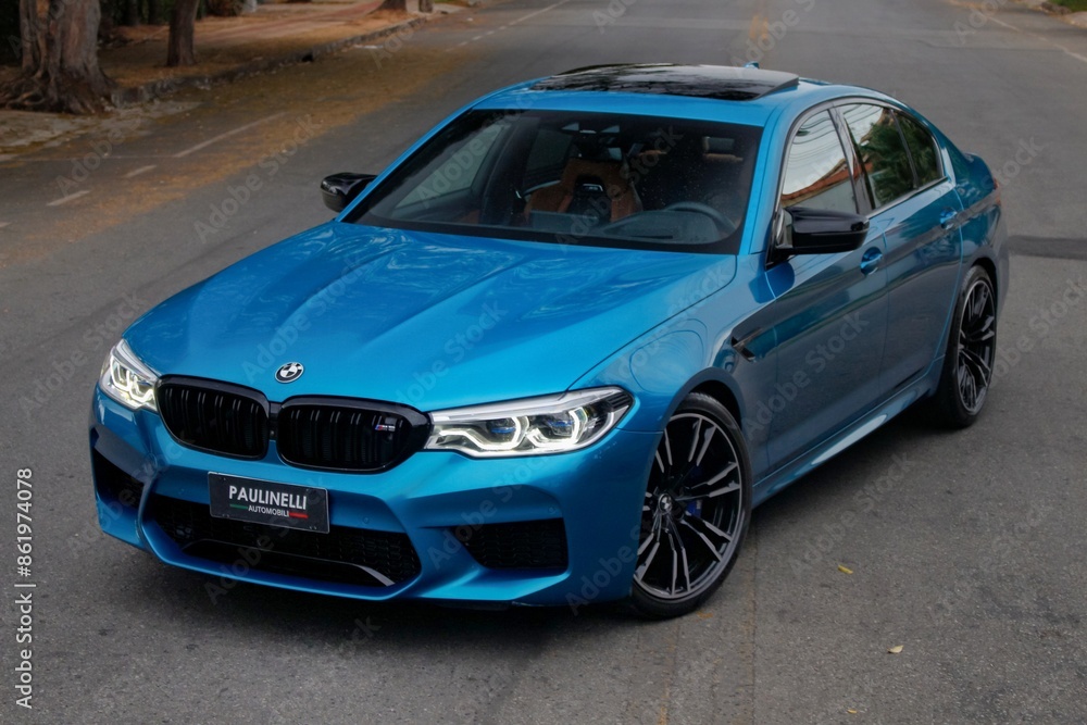 Blue BMW M5 Front view, Luxury sedan - High Resolution Image Stock ...