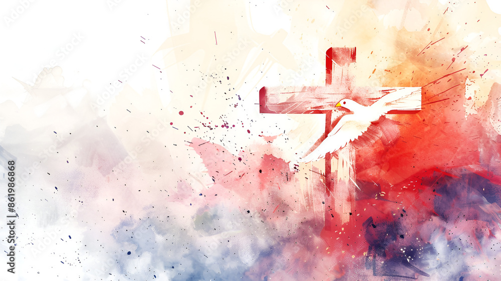 fondo con espacio para copiar con efecto acuarela con una cruz de Dios ...