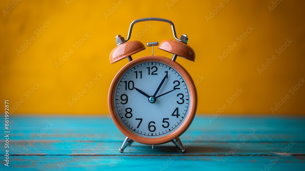 Classic alarm clock illustration with bells ringing, suitable for time ...