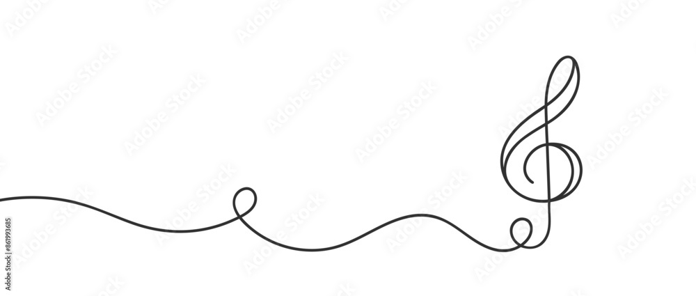 Continuous music line art note vector sketch illustration. Abstract ...