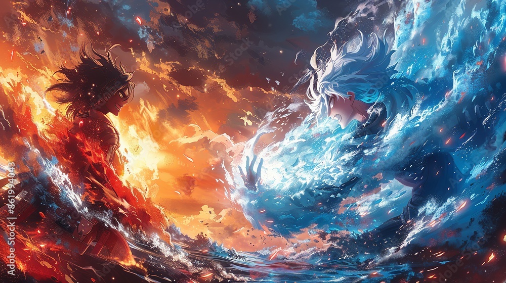 Energetic manga action scene illustration, ideal for comics and anime ...