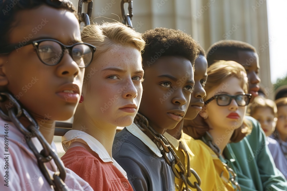 powerful image of diverse students united breaking chains of ...