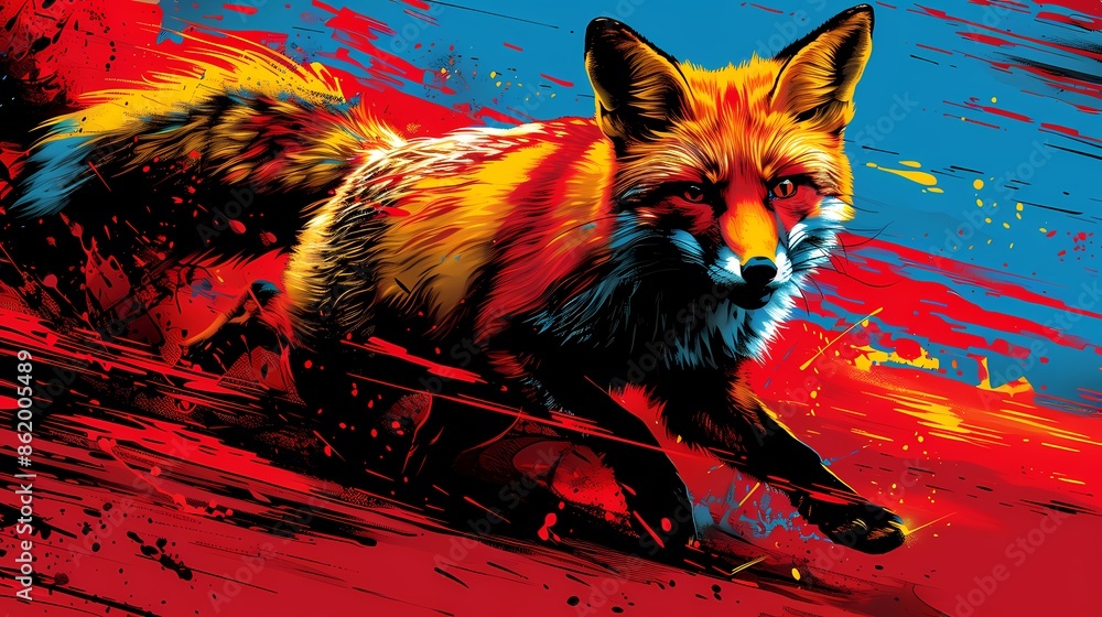 Agile leaping fox vector graphic, vibrant orange solid fill with ...