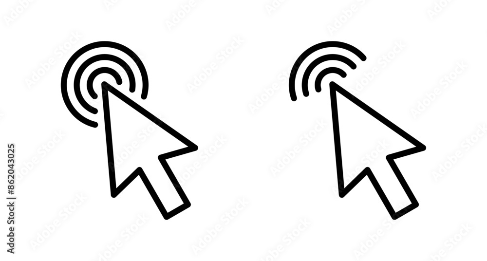 Click icon vector isolated on white background. Cursor icon. Computer mouse click cursor black ...