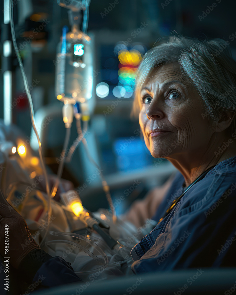 Nurse Checking the IV Catheter for a Patient on a Hospital Bed During ...