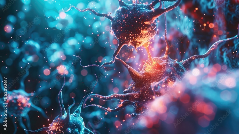 Molecular structure of cancer cells under microscope, realistic macro ...