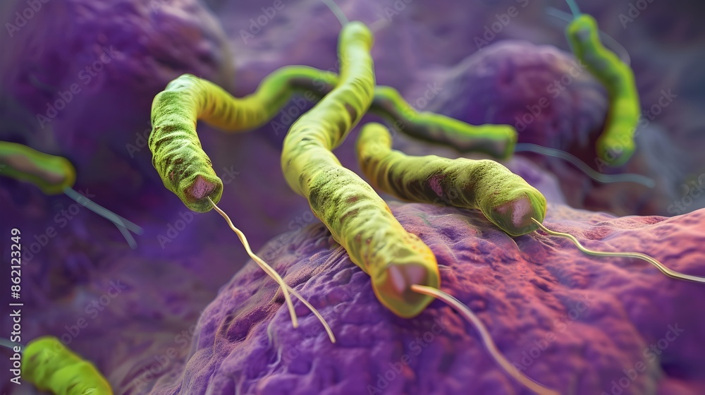 Microscopic View of Helicobacter Pylori Bacteria A Gastrointestinal ...
