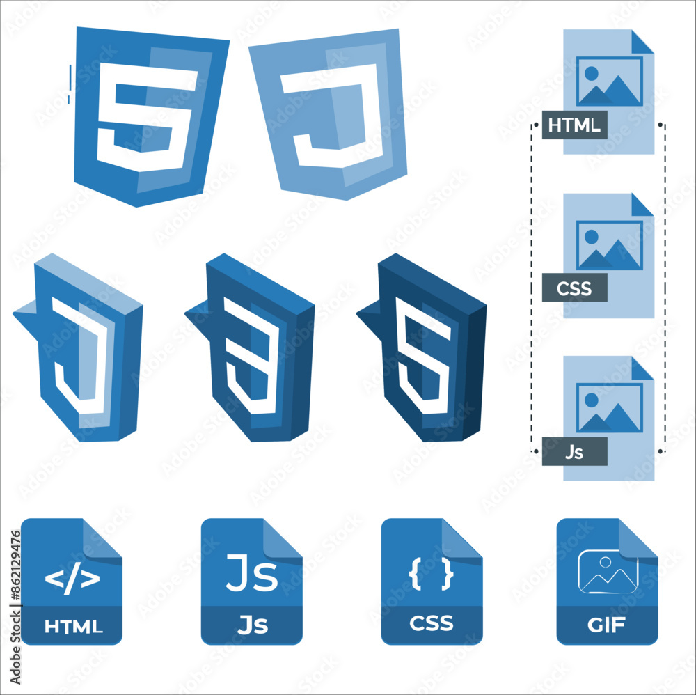 Html5 Css3 Js Icon Set Web Development Logo Icon Set Of Html Css And Javascript Programming 7504
