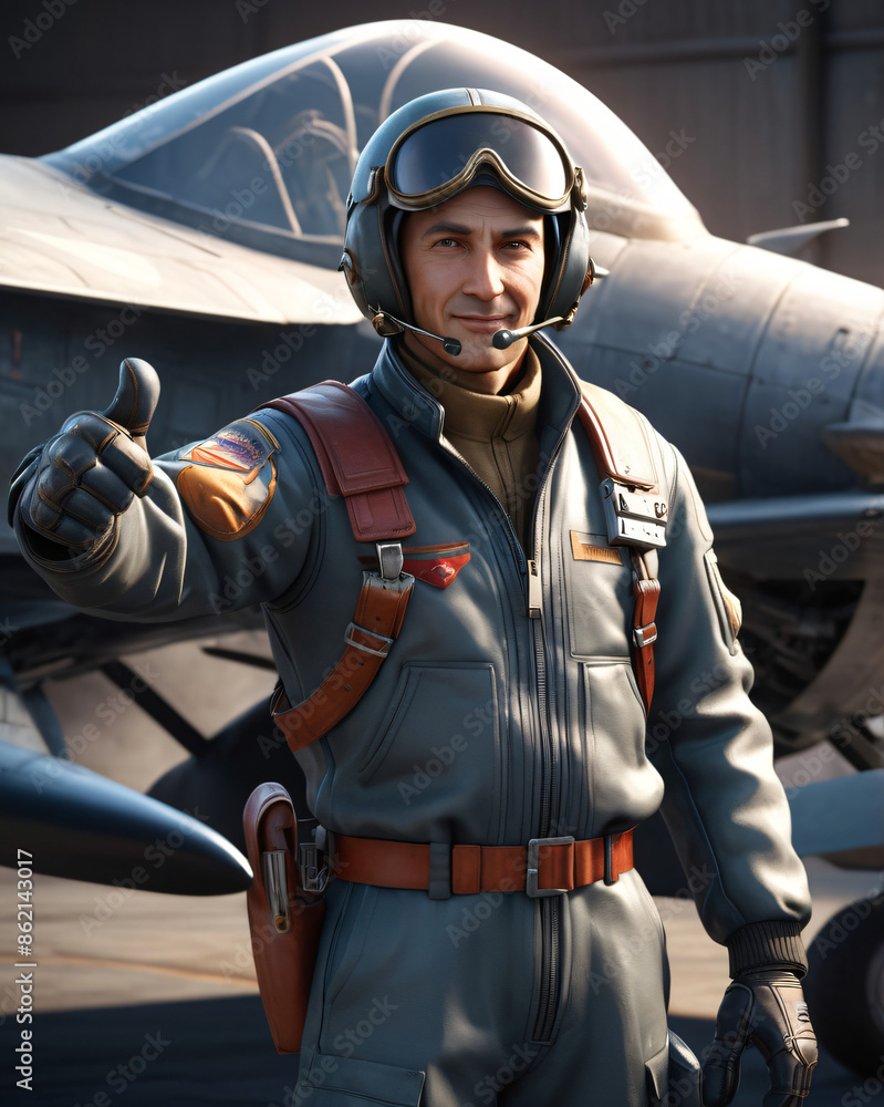 vintage fighter plane with its pilot standing proudly next to it ...