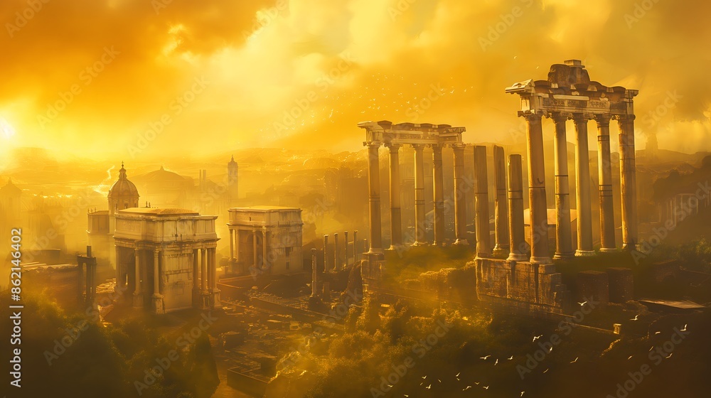 2. Design a panoramic view of the Roman Forum, with its ancient ruins ...