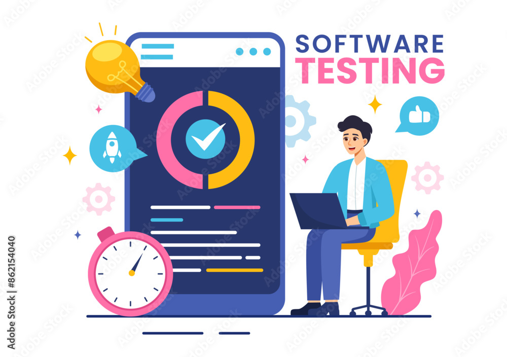 Software Testing Vector Illustration featuring Application Engineering ...