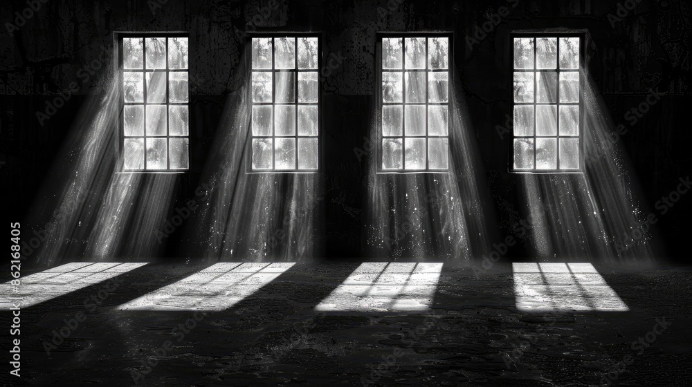 window moonlight generation shadows AI window dark room light Empty ...