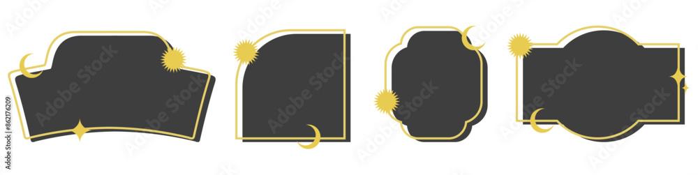 sun moon star sparkle frame, celestial cosmic galaxy frame, mystic ...