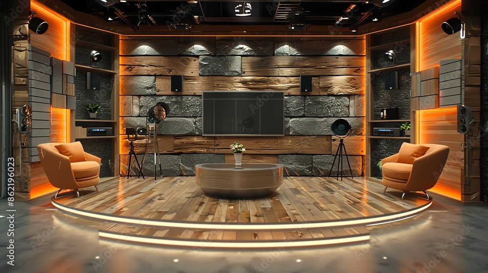 profesional tv studio elegant room green screen, CGI, masking, template ...