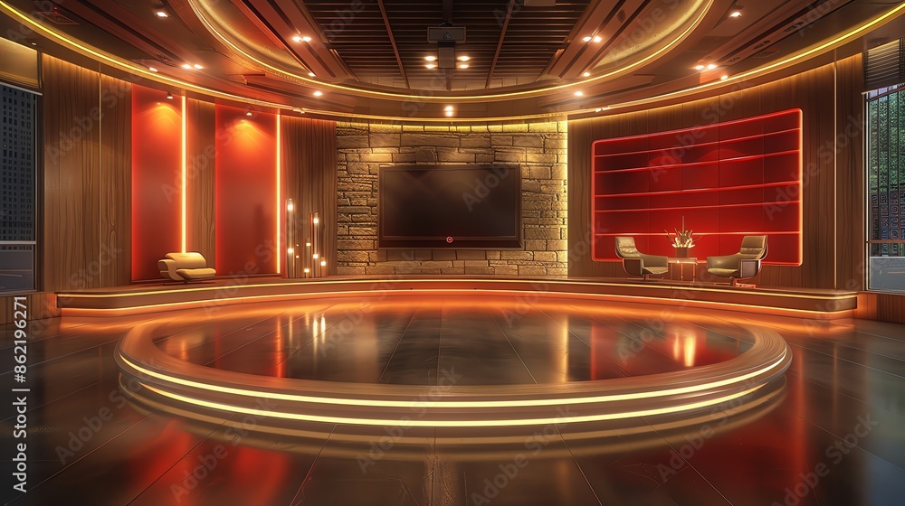 profesional tv studio elegant room green screen, CGI, masking, template ...