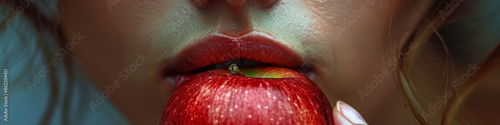 Digital Artwork of Eve Gazing at a Tempting Apple, Symbolizing Original ...