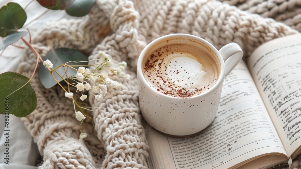 Goal-setting setup with a coffee cup, open journal, and motivational ...