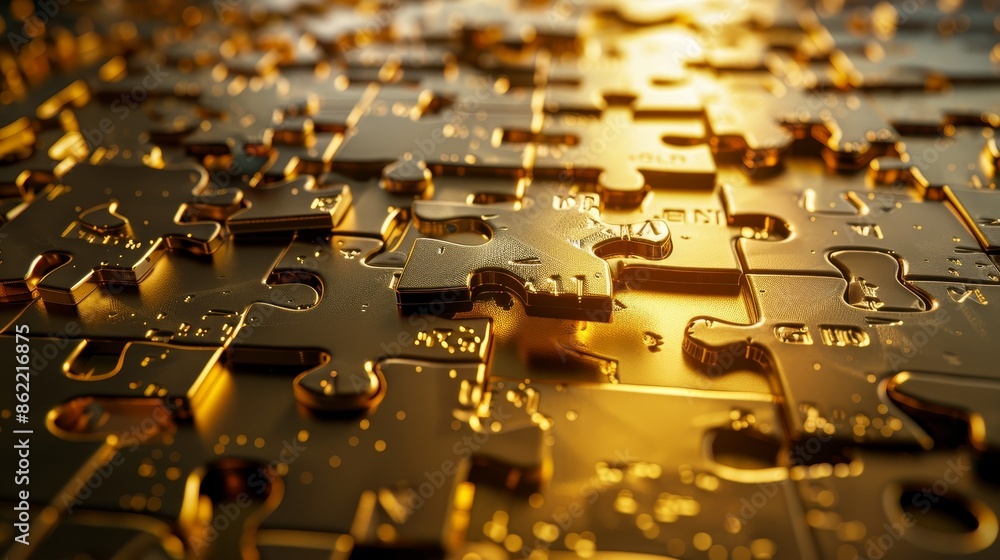 Gold-themed digital jigsaw puzzle, every piece illustrating a key ...