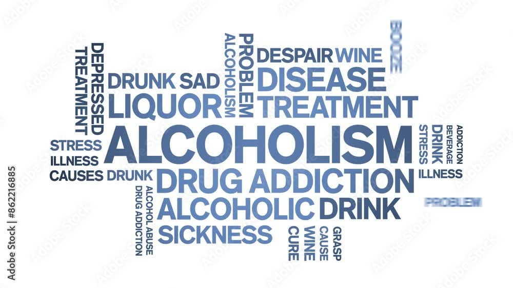 Alcoholism animated word cloud;text design animation tag kinetic ...