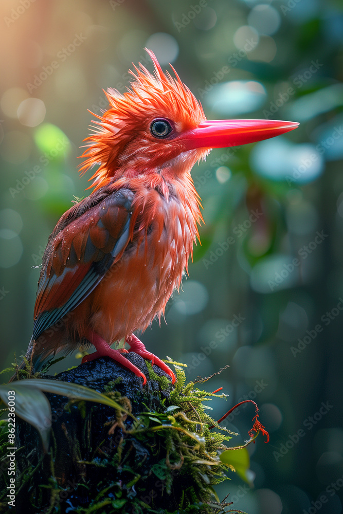 Pygmy Kingfisher in a tropical forest setting, native to Peru Stock ...