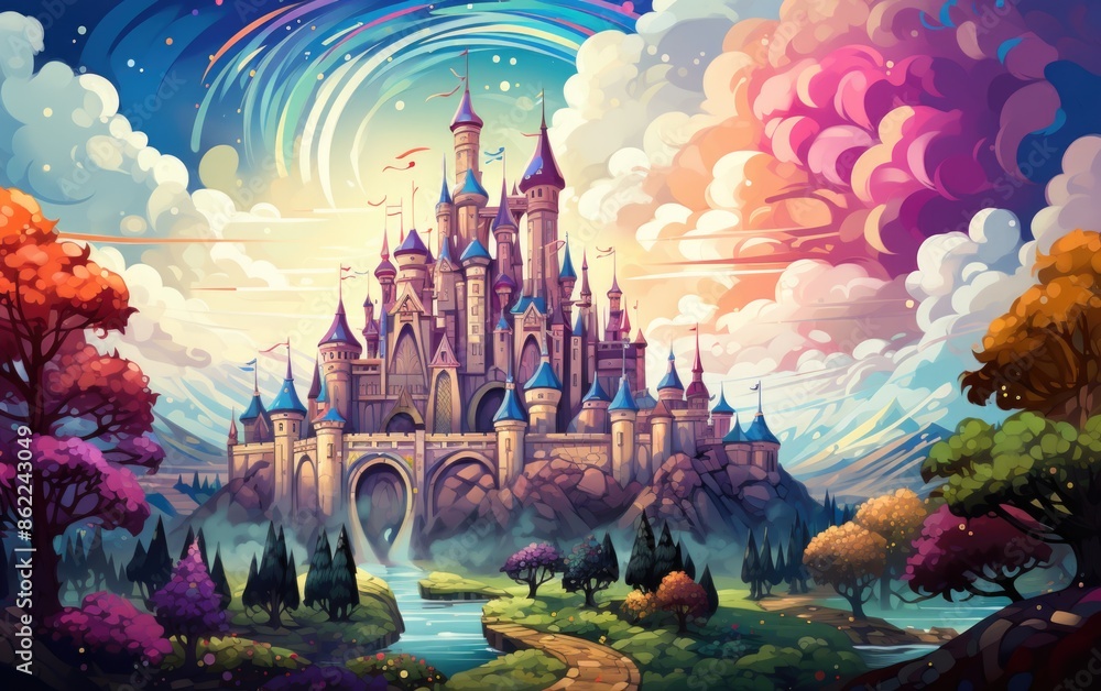 Pixelated Fantasy Kingdom: Vibrant Digital Art of Castles, Dragons, and ...