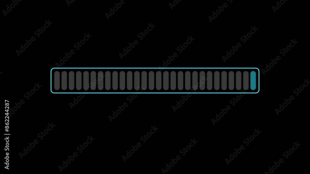 Loading progress bar downloading bar loading screen progress animation. Status bar on black ...