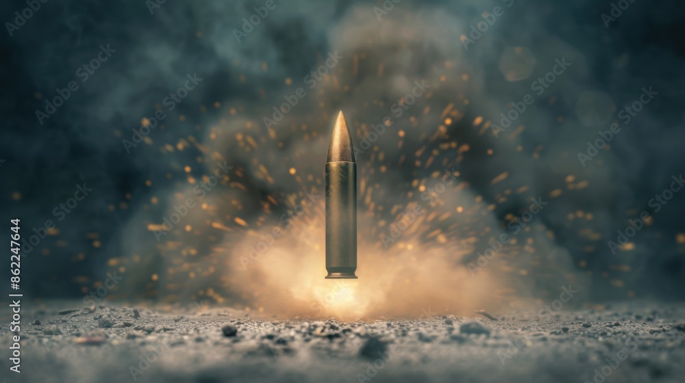 Bullet casing with explosion effect. Symbol of power and danger. High ...