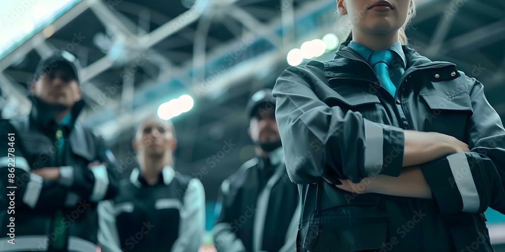 ภาพประกอบสต็อก Team with security background focused on securing ...