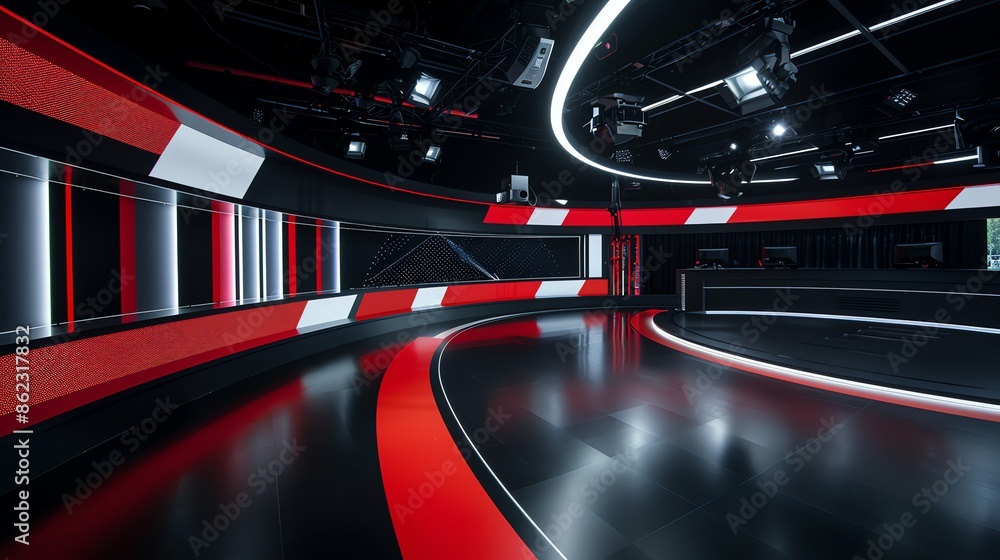 background studio television modern green screen, a photo of a bright ...