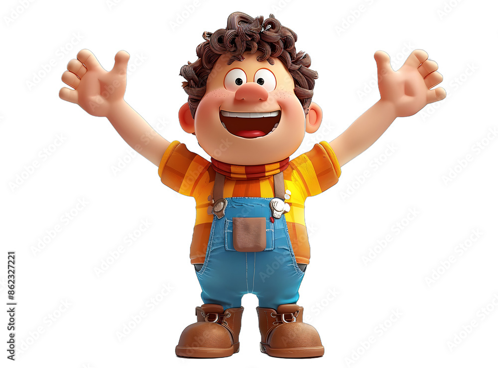 [Transparent Background PNG]A 3D illustration of a happy cartoon boy ...