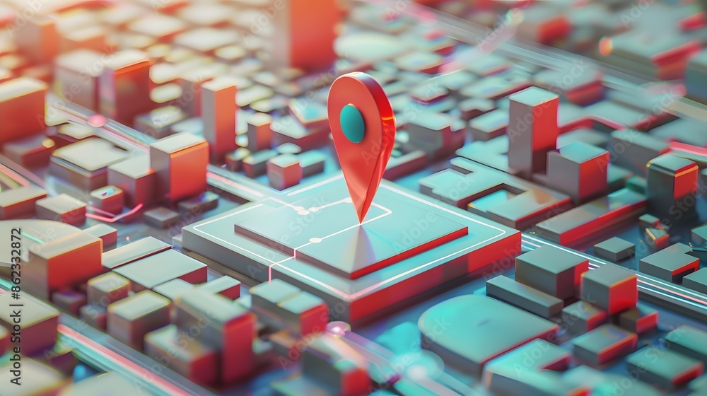 Illustration depicting a 3D location pin icon integrated into an earth ...