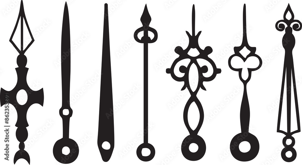 Watch or Clock retro arms set. Watch hands, isolated time pointers ...